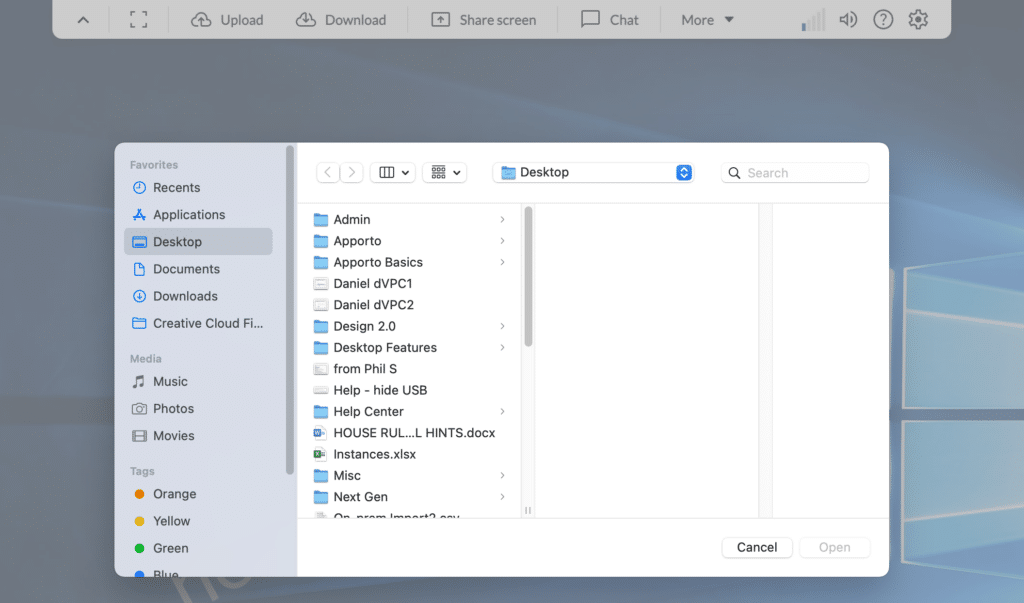 Uploading and Downloading Files | Apporto