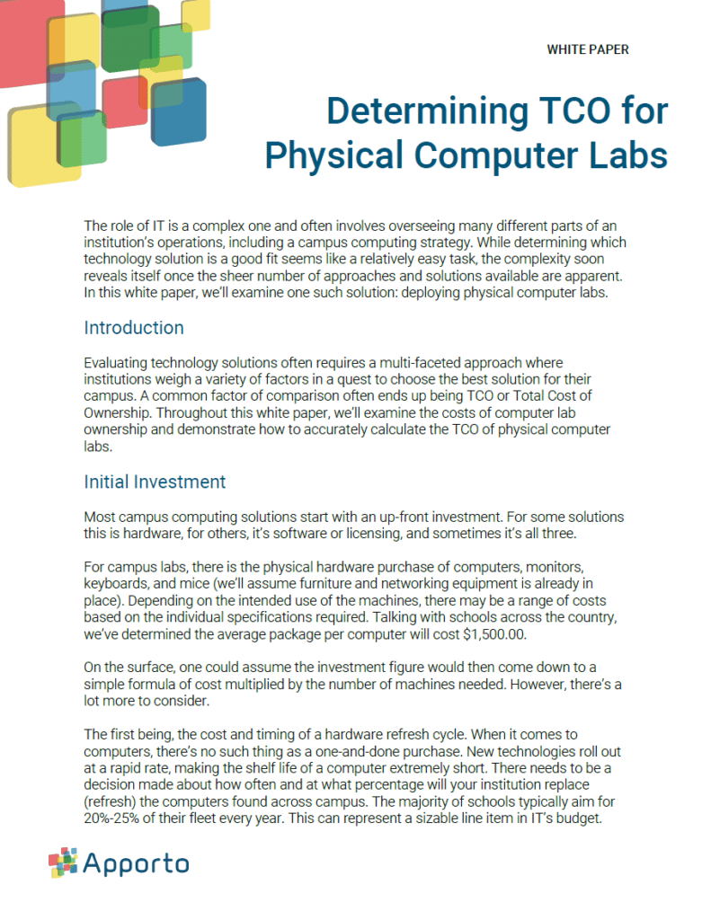 Physical Computer Lab TCO White Paper | Apporto