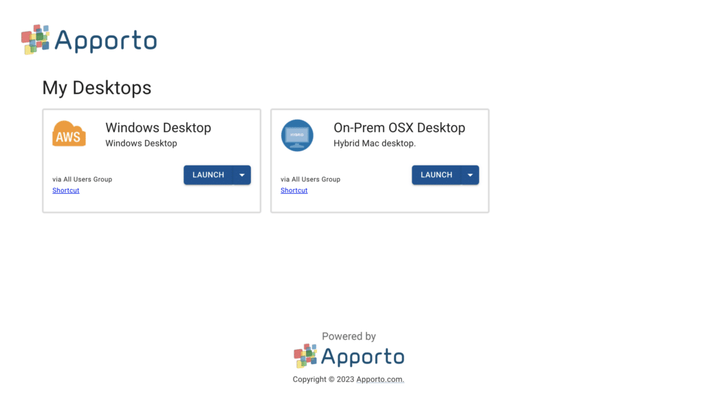 Using a Desktop | Apporto