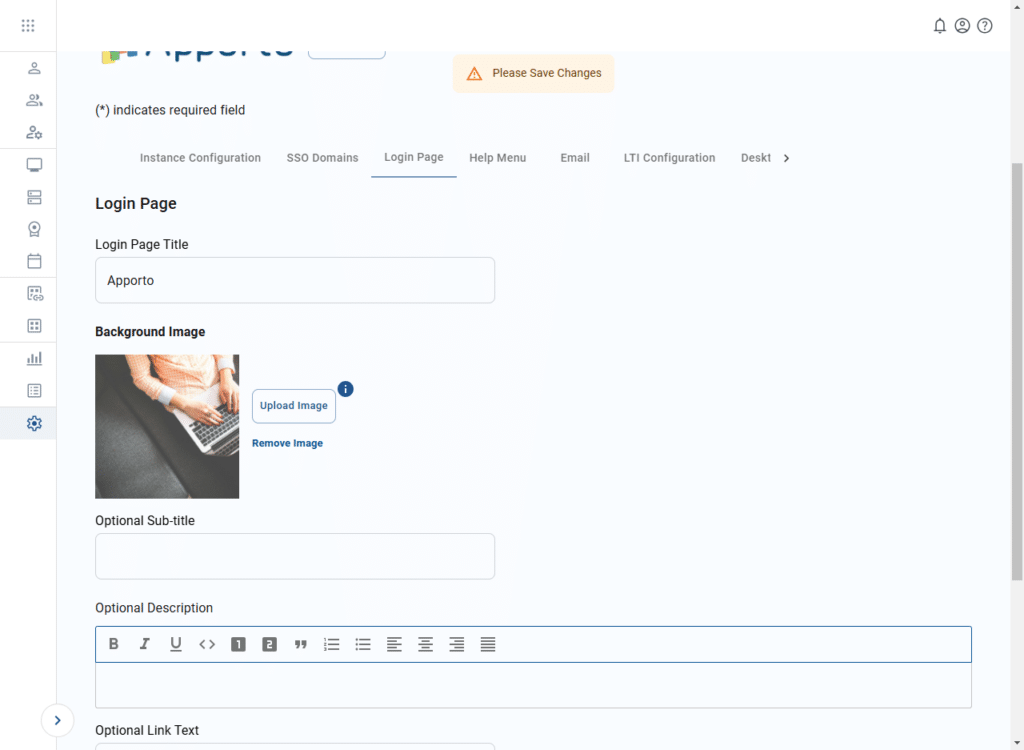 Configuring the Login page | Apporto